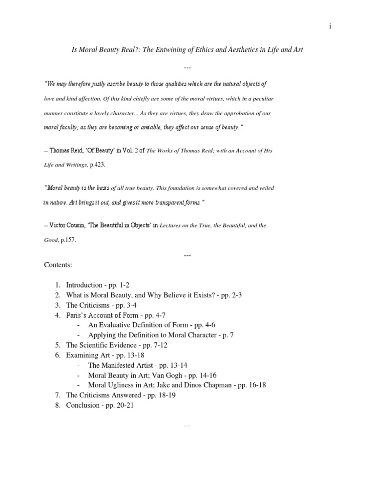 Is Moral Beauty Real?: The Entwining of Ethics and Aesthetics in Art ...