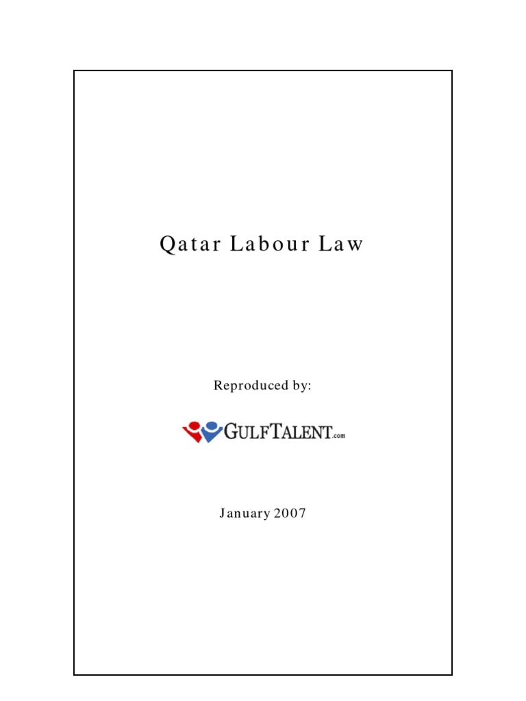 Qatar Labour Law: Reproduced by | PDF | Business | Finance & Money ...