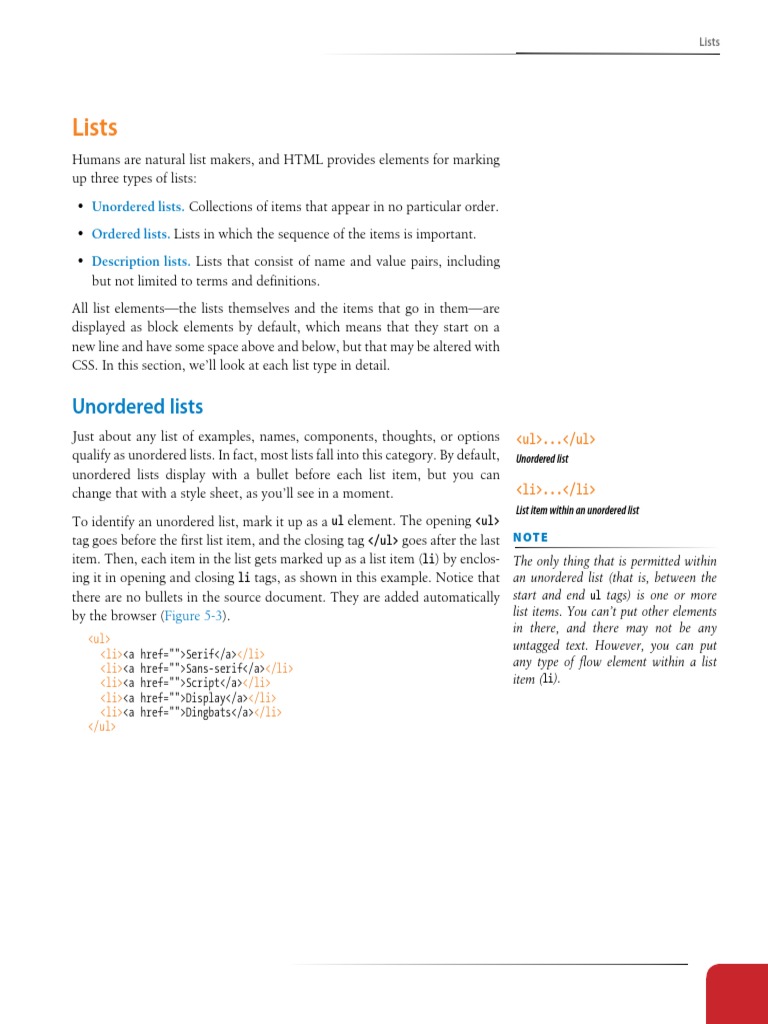 04 Lists | PDF | Html Element | Typefaces