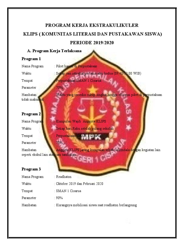 Format LPJ Ekskul Klips | PDF