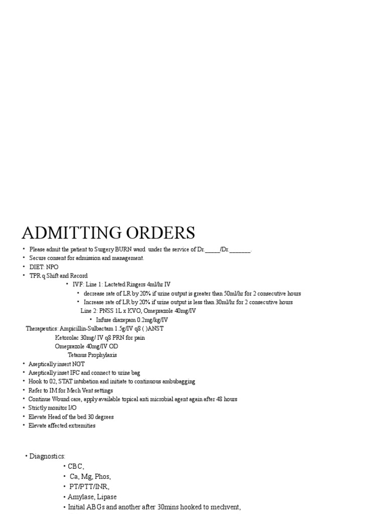 Admitting Orders Final | PDF