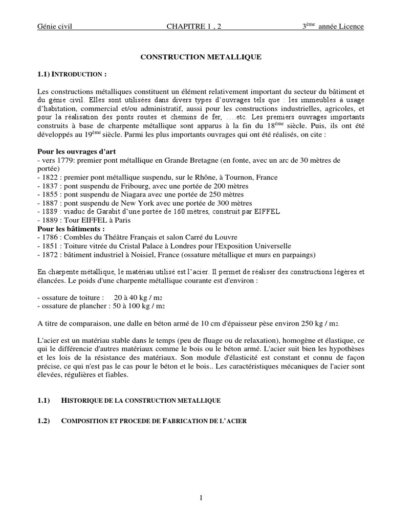 Introduction à la construction métallique | PDF | Élasticité (Physique ...