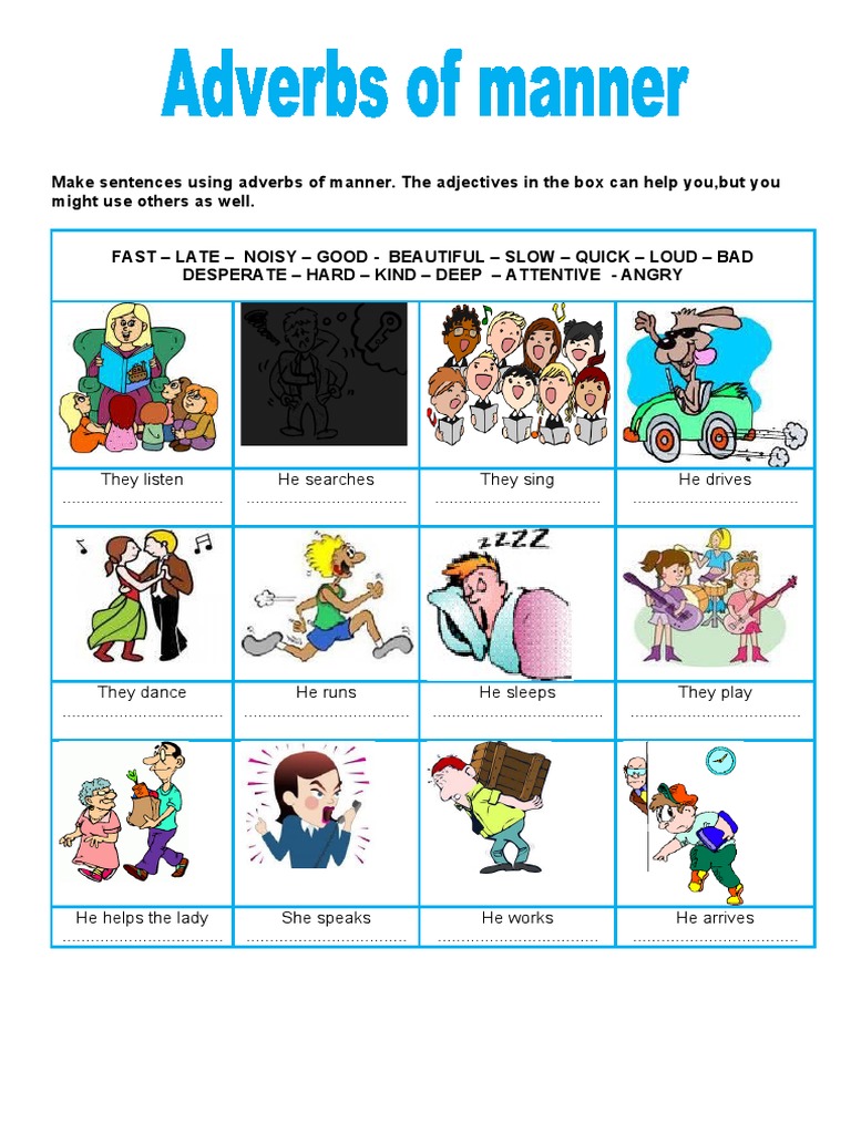 Adverbs of Manner Fun Activities Games Grammar Drills Icebreakers On ...