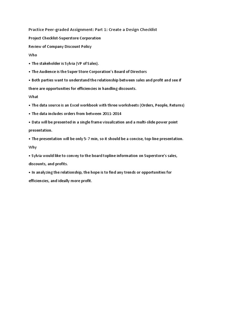 Practice Peer-Graded Assignment: Part 1: Create A Design Checklist | PDF