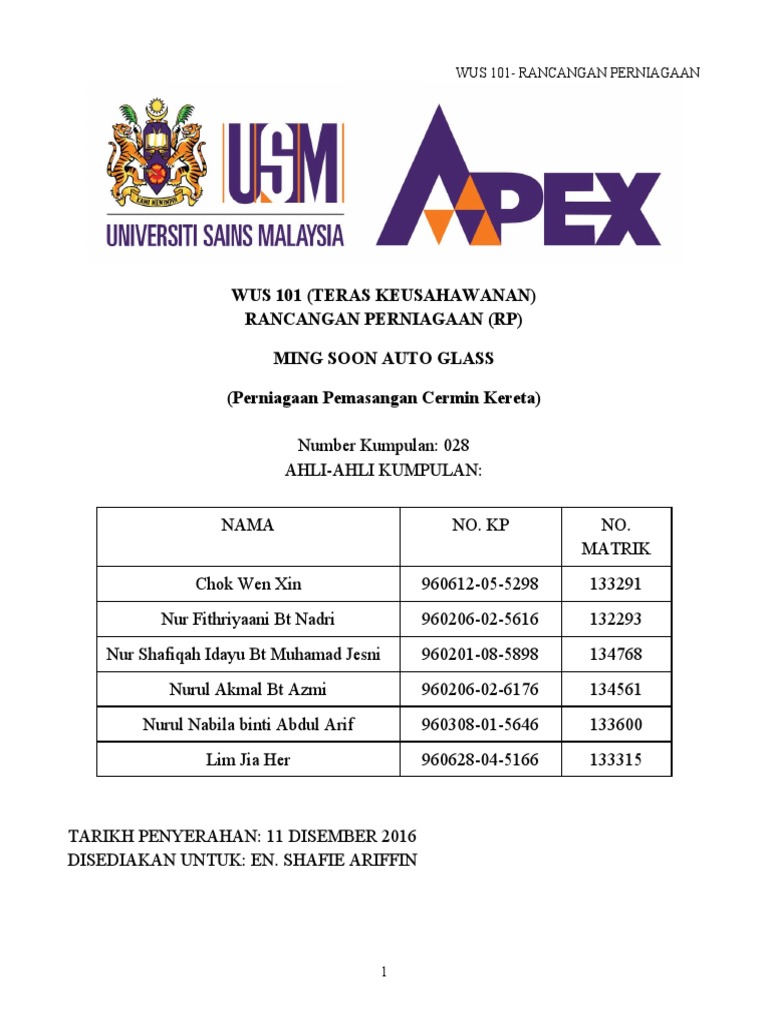 CONTOH Business Plan Wus 101 | PDF