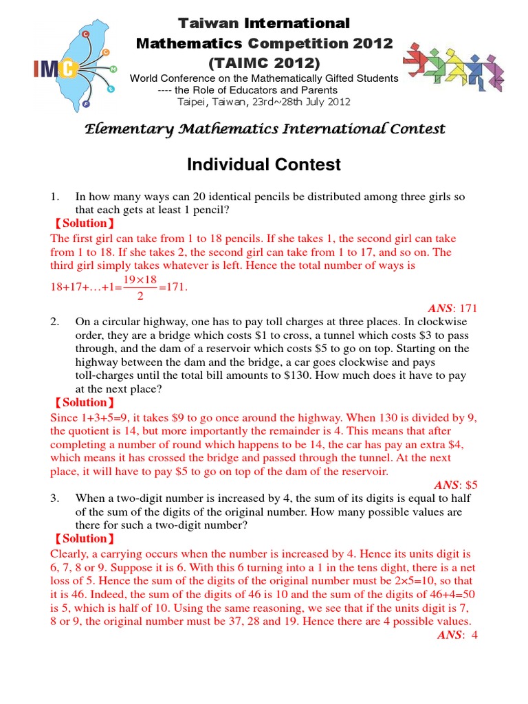 2012 Taimc Answer | PDF | Area | Percentage
