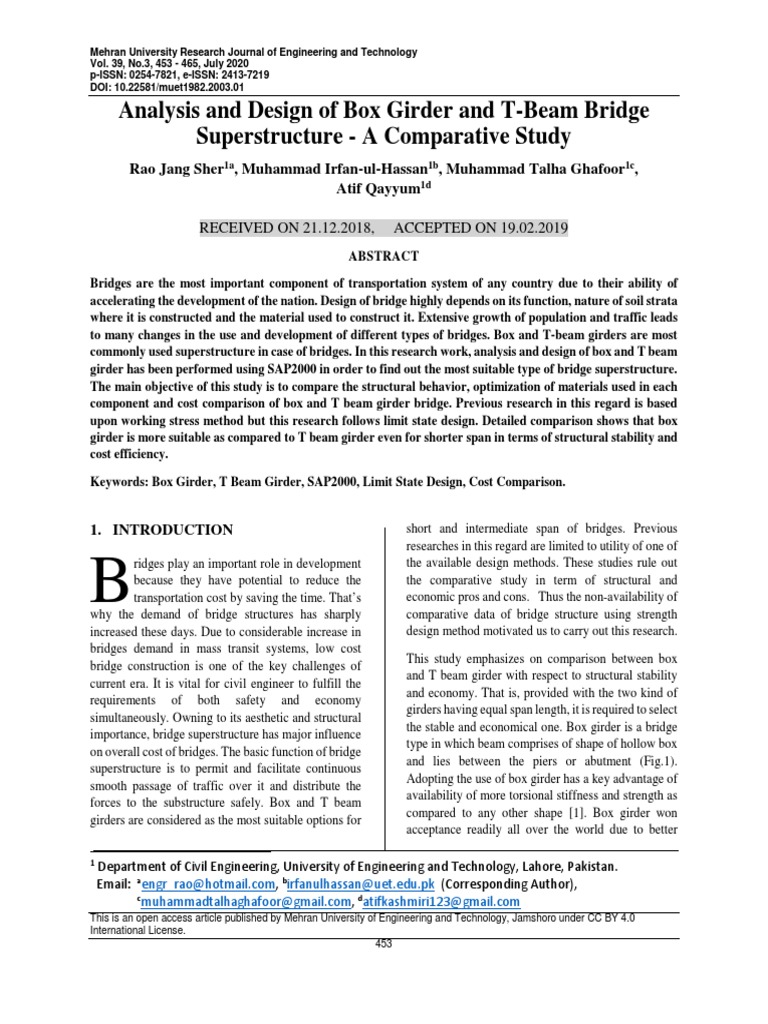 Analysis and Design of Box Girder and T-Beam Bridge Superstructure - A ...