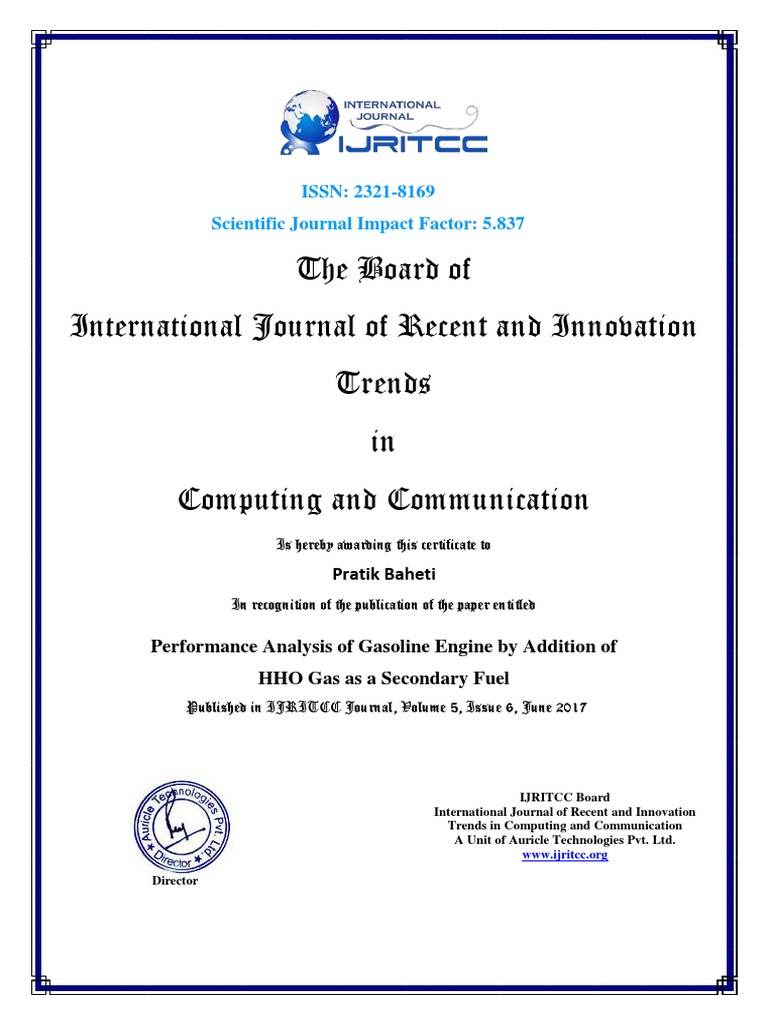 IJRITCC Certificate | PDF