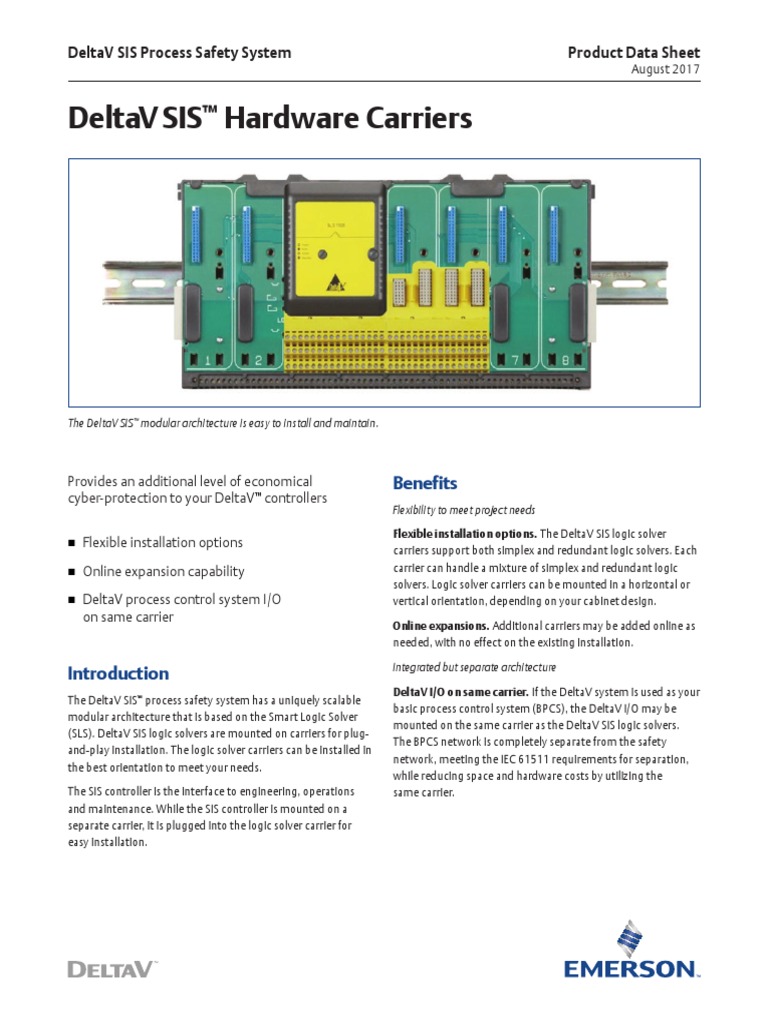 Product Data Sheet Deltav Sis Hardware Carriers en Us 56758 | Download Free PDF | Relay ...
