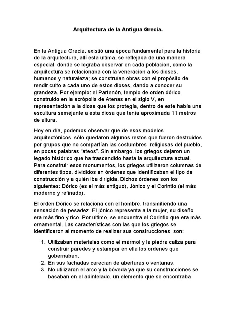 Ensayo Sobre Arquitectura | PDF | templo | Antigua Grecia