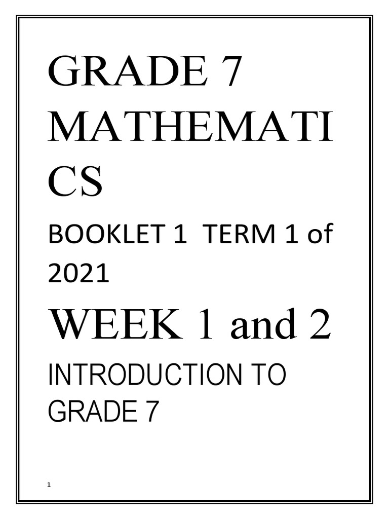 Grade 7 Mathematics Booklet Term 1 | PDF | Area | Numbers