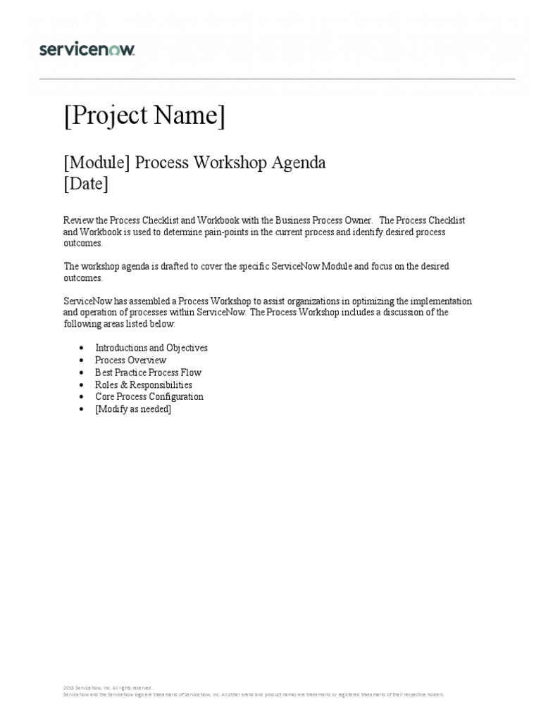 DRAFT - Process Workshop Agenda Template | PDF | Trademark | Business ...