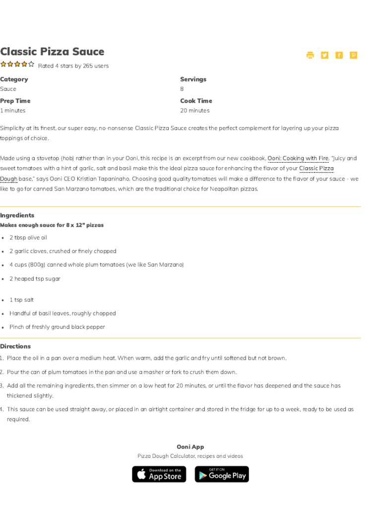 Classic Pizza Sauce Recipe | PDF