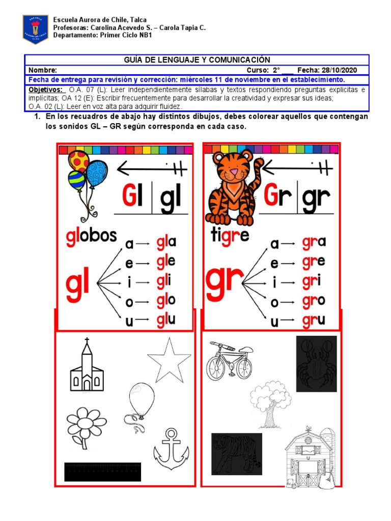 Actividades con combinaciones gl y gr | PDF | Idiomas