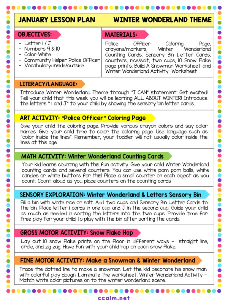 Toddler January Lesson Plan - Winter Wonderland | PDF | Home & Garden