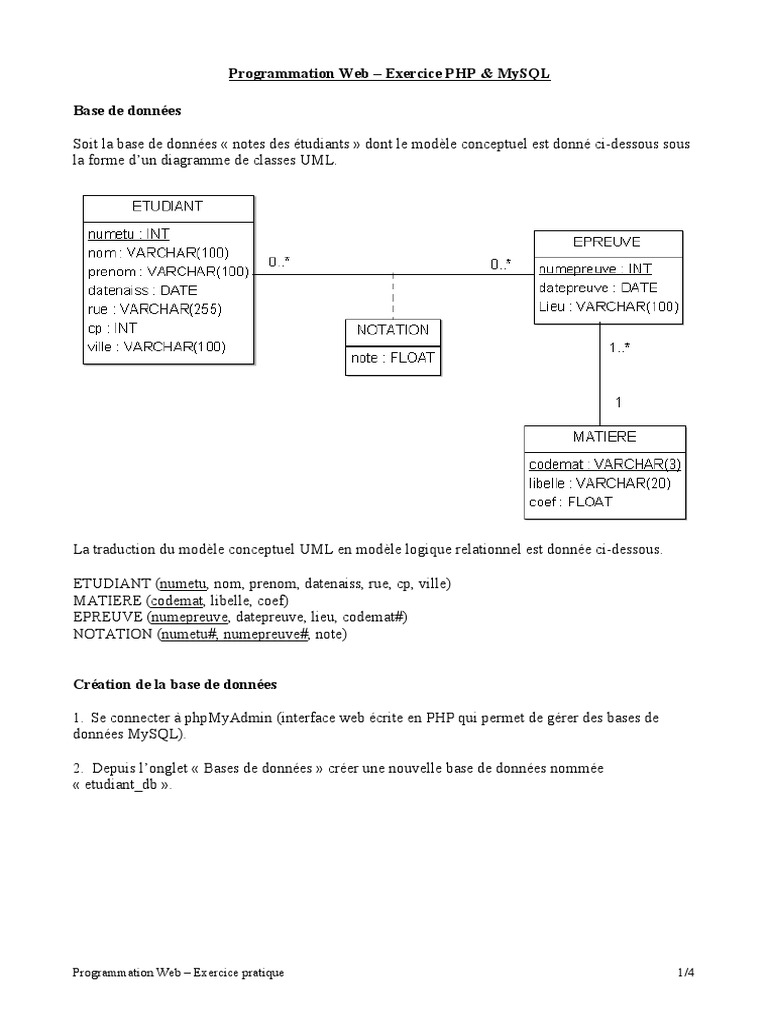 Exercice Pratique PHP MySQL | PDF | Programmation web | PHP