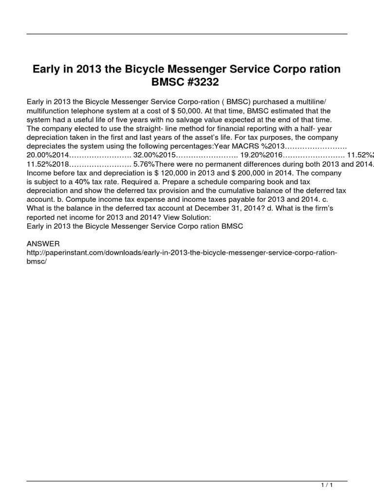 Early in 2013 The Bicycle Messenger Service Corpo Ration BMSC | PDF