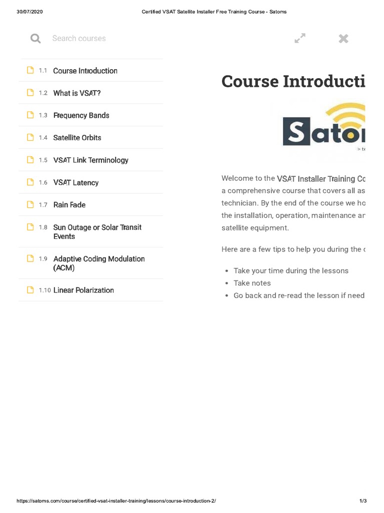 Satellite Technician Training Overview | PDF