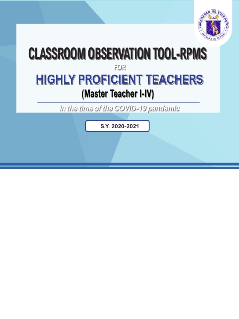 Classroom Observation Tool-Rpms: Highly Proficient Teachers | PDF ...