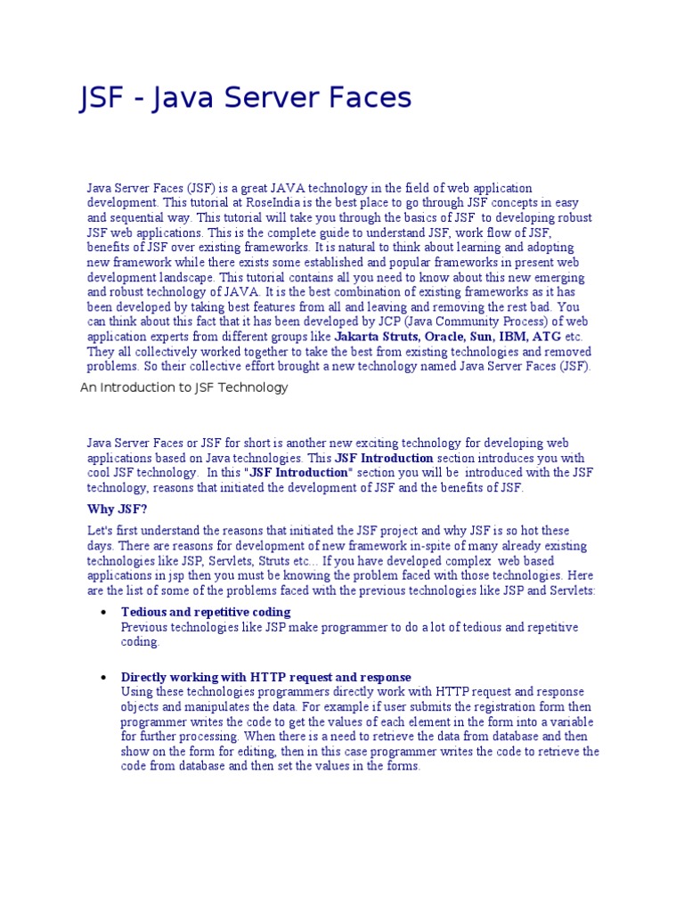 Jsf Pdf Java Server Faces Model View Controller
