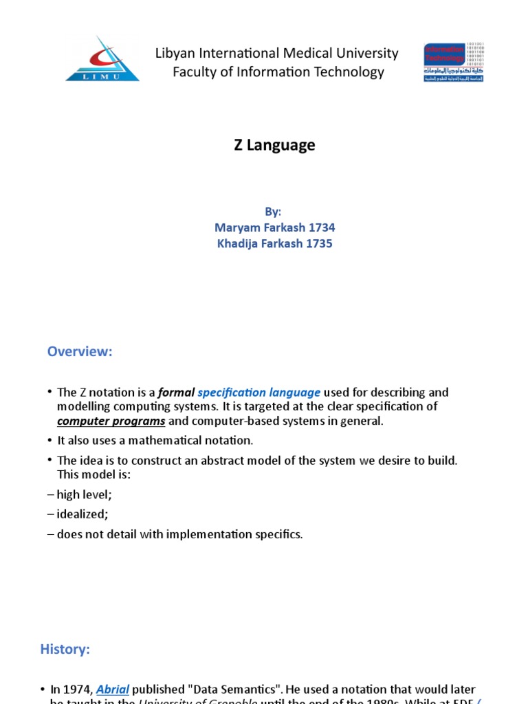 Z Language: Libyan International Medical University Faculty of ...