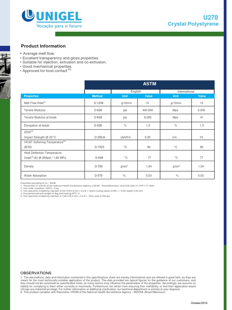 Product Information: Crystal Polystyrene | PDF | Polystyrene | Civil ...
