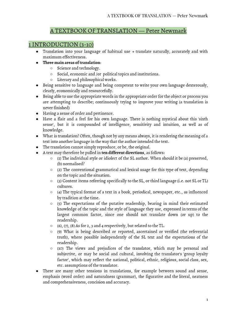 Resumen A TEXTBOOK OF TRANSLATION - PETER NEWMARK | PDF | Translations ...