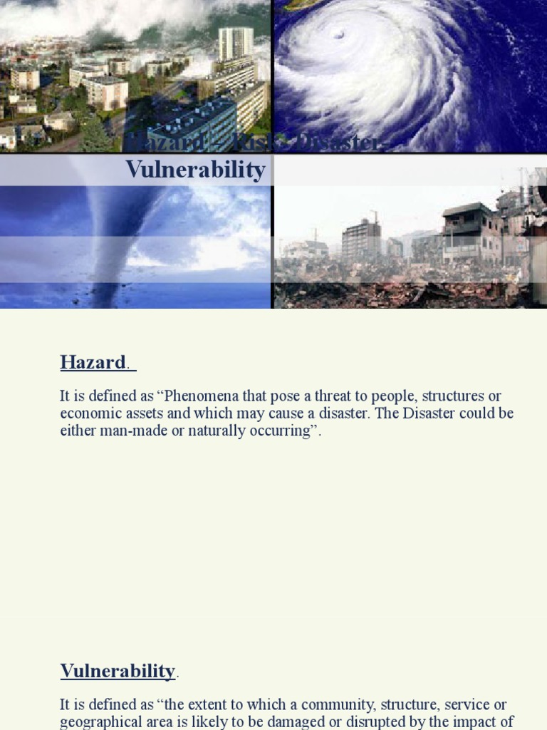 Hazard Risk Disaster Vulnerability Pdf Hazards Natural Disasters