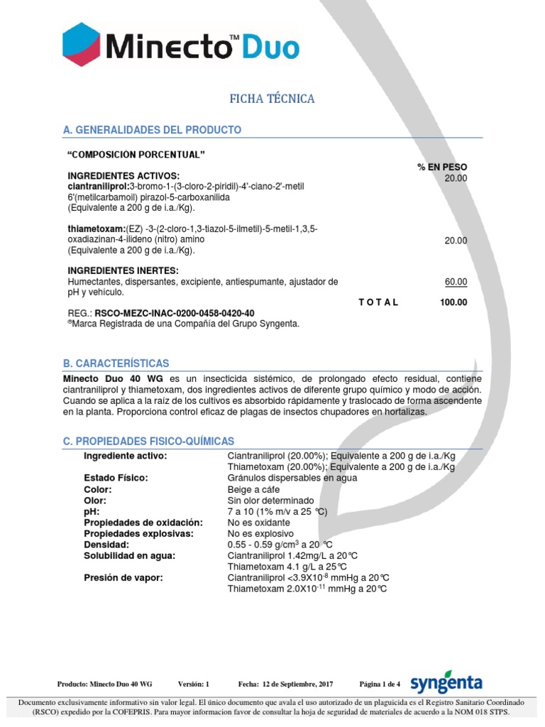 Minecto Duo | PDF | Pesticida | Insecticida