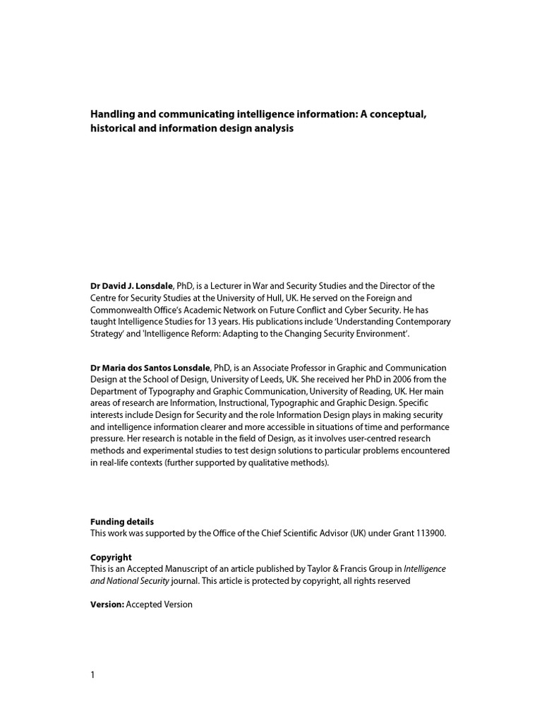 Handling and Communicating Intelligence | PDF | Intelligence Analysis ...