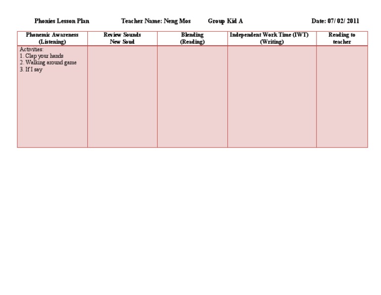 Jolly Phonics Lesson Plan Overview | PDF | Language Arts & Discipline