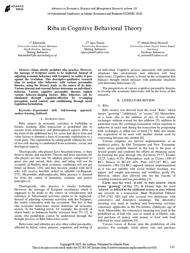 Riba in Cognitive Behavioral Theory | PDF | Attitude (Psychology) | Behavior