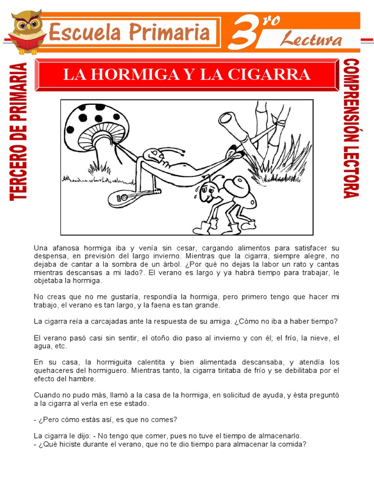 La Hormiga y La Cigarra para Tercer Grado de Primaria | PDF | Alimentos