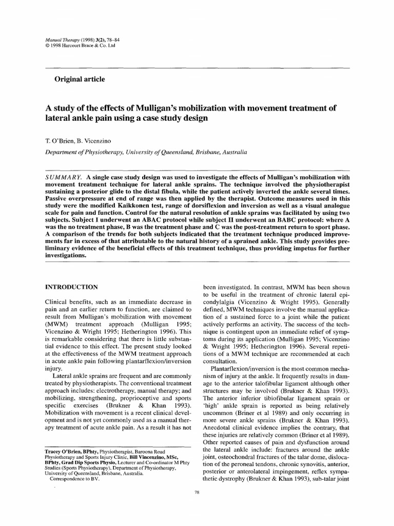 A Study of The Effects of Mulligan's Mobilization With Movement ...