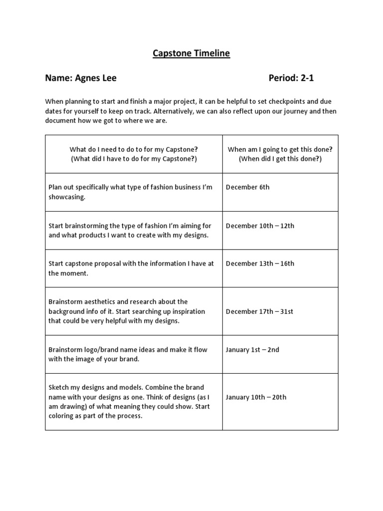 Capstone Timeline | PDF