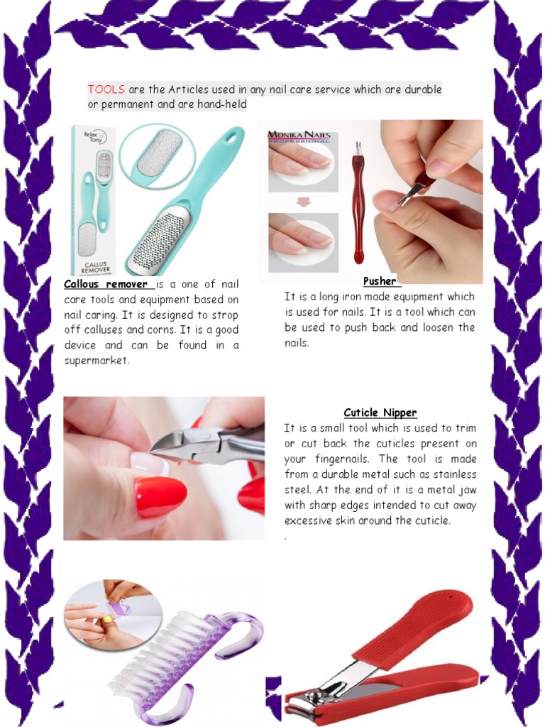 Nail Care Tools and Equipment Guide | PDF | Nail (Anatomy) | Nature