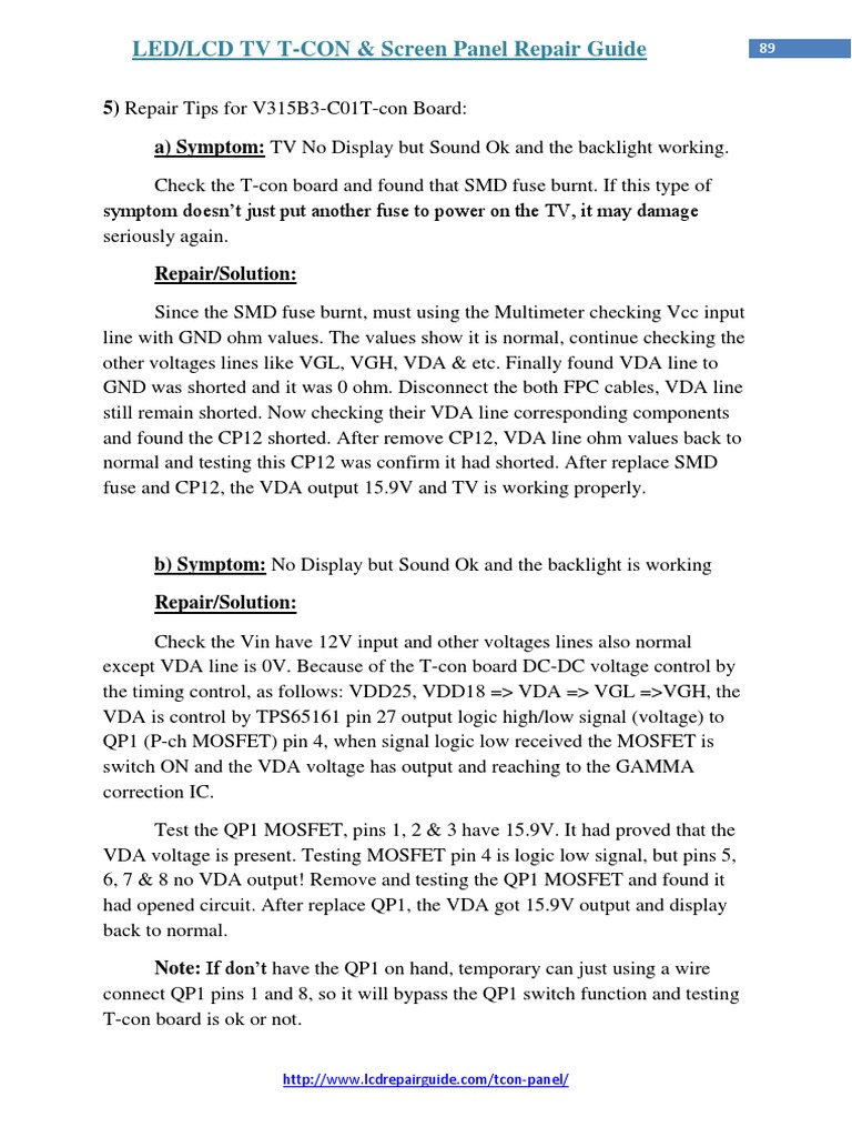 LED/LCD TV T-CON & Screen Panel Repair Guide | Download Free PDF ...