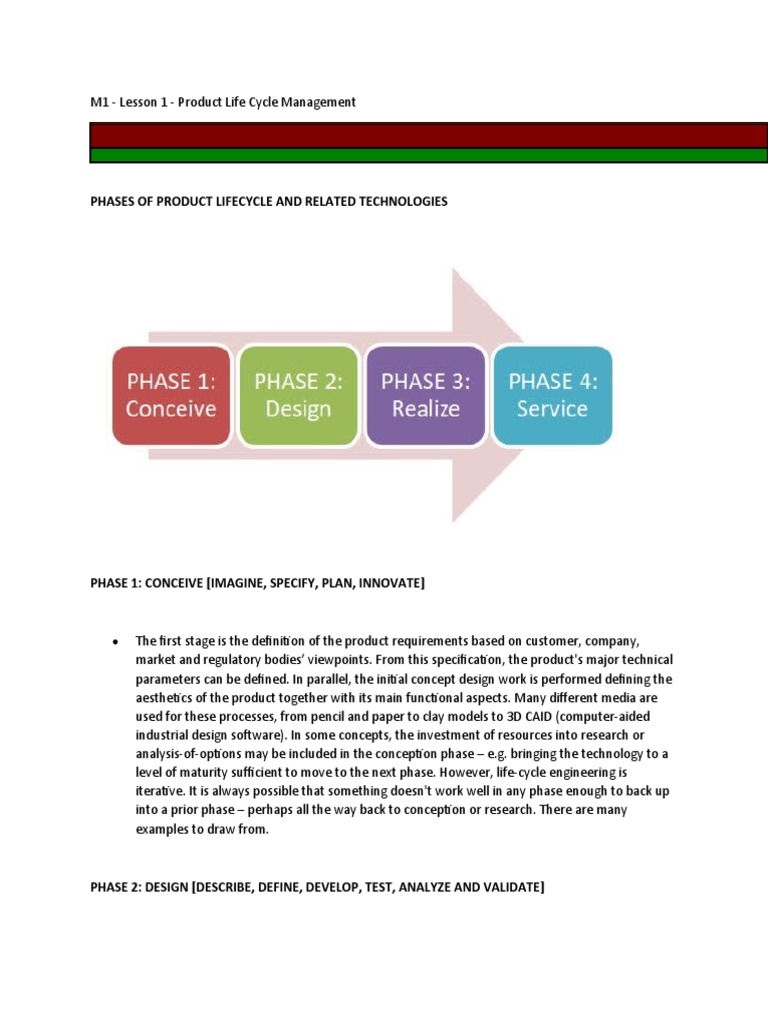 M1 - Lesson 1 - Product Life Cycle Management | PDF | Product Lifecycle | Computer Aided Design