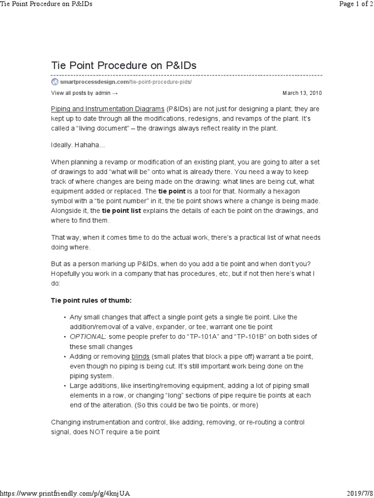 Tie Point Procedure On PID | PDF