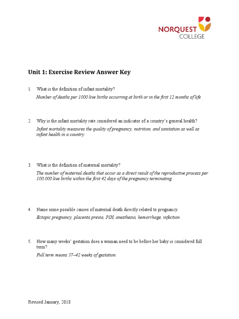 Unit 1 Review Answer Key | PDF