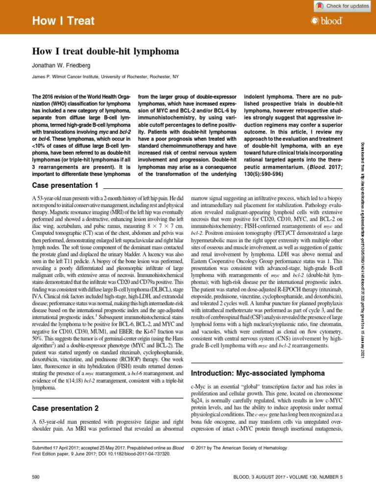 How I Treat Double-Hit Lymphoma 2 | PDF | Lymphoma | Bcl 2