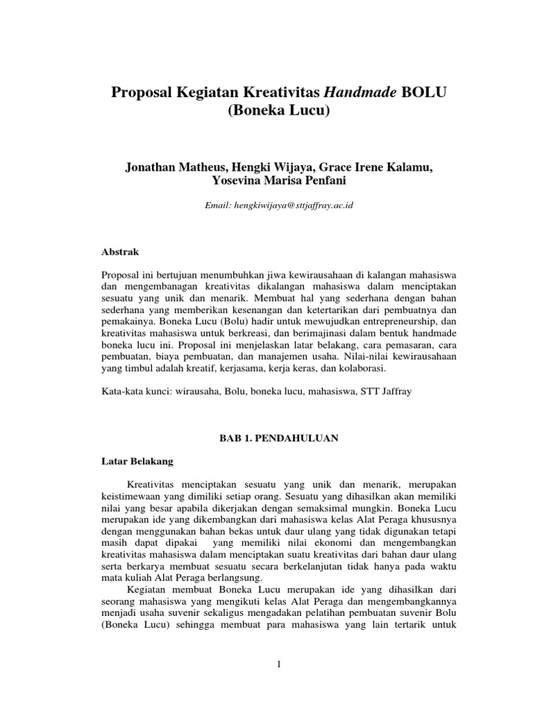 Proposal Kegiatan Kreativitas Handmade Boneka Lucu - Compressed | PDF