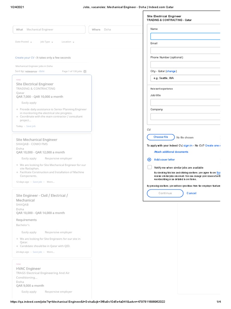 Jobs, Vacancies - Mechanical Engineer - Doha - Indeed - Com Qatar | PDF ...