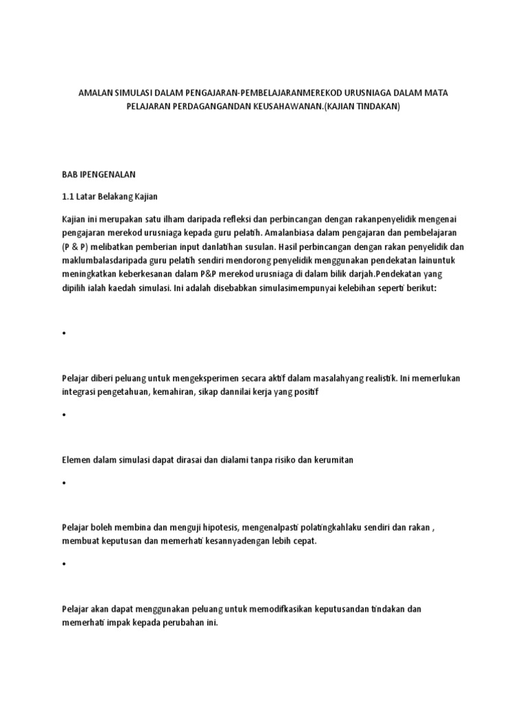 Amalan Simulasi Dalam Pengajaran | PDF
