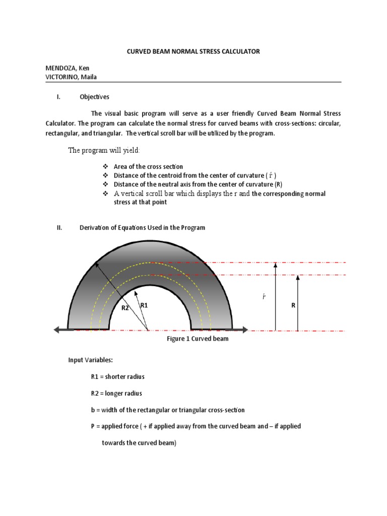 Curved Beam Normal Stress Calculator | PDF | Beam (Structure) | Area