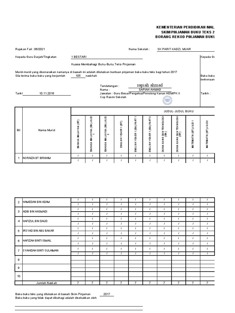 Borang Spbt-G-Pin 4 2021 | PDF