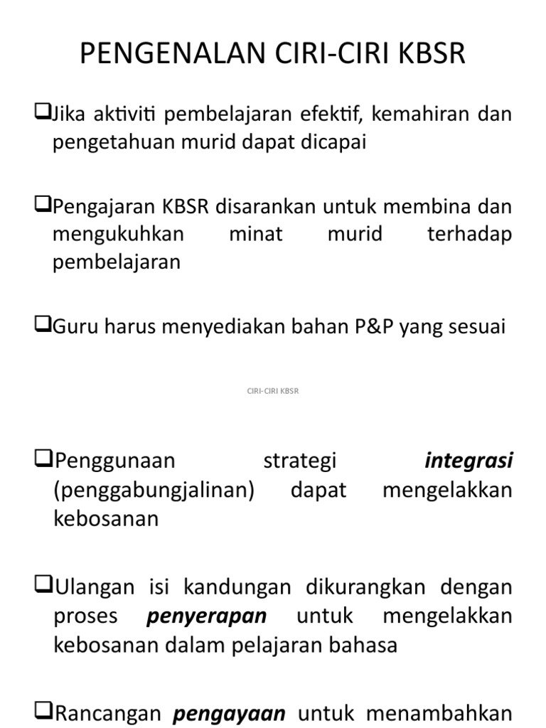 Ciri - Ciri KBSR | PDF