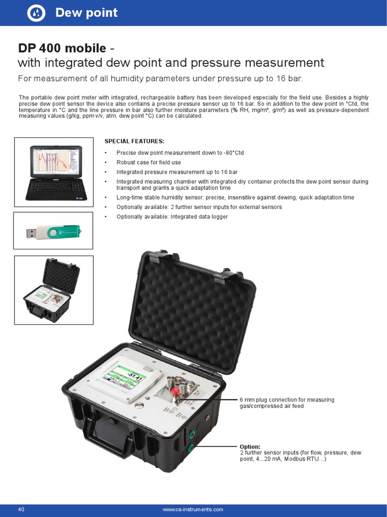With Integrated Dew Point and Pressure Measurement: DP 400 Mobile | PDF ...