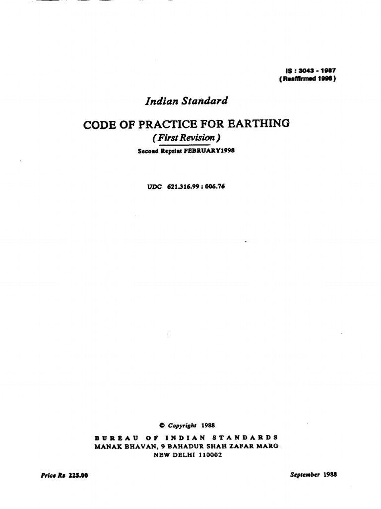 Pages From Is 3043-1987 - From 1 To 43 Earthing | PDF