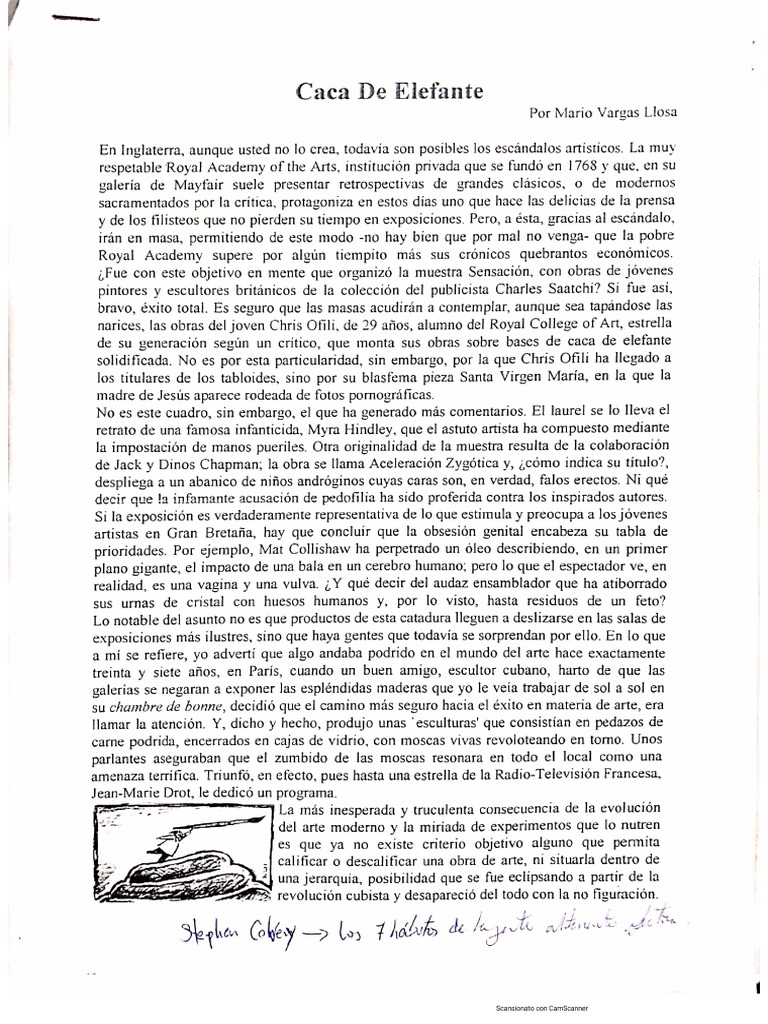 Caca de Elefante Mario Vargas LLosa | PDF